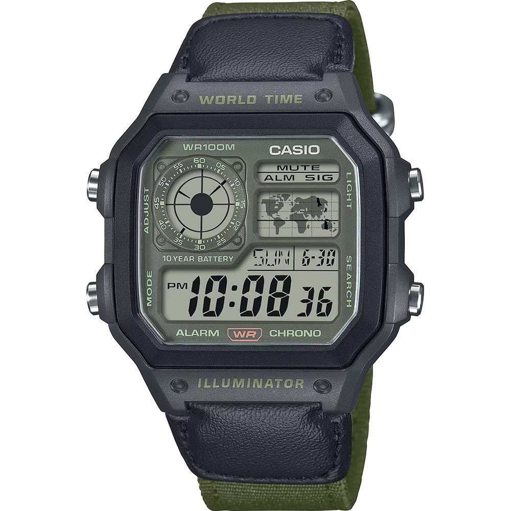 Casio Collection AE-1200WHUB-3AVEF World Time - Utility Color Horloge ...